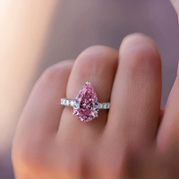 The Celina 3CT Pear Cut Pink Moissanite Diamond Engagement Ring | 18K ...