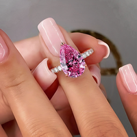 The Celina 3CT Pear Cut Pink Moissanite Diamond Engagement Ring | 18K ...