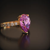 The Celina 3CT Pear Cut Pink Moissanite Diamond Engagement Ring | 18K ...