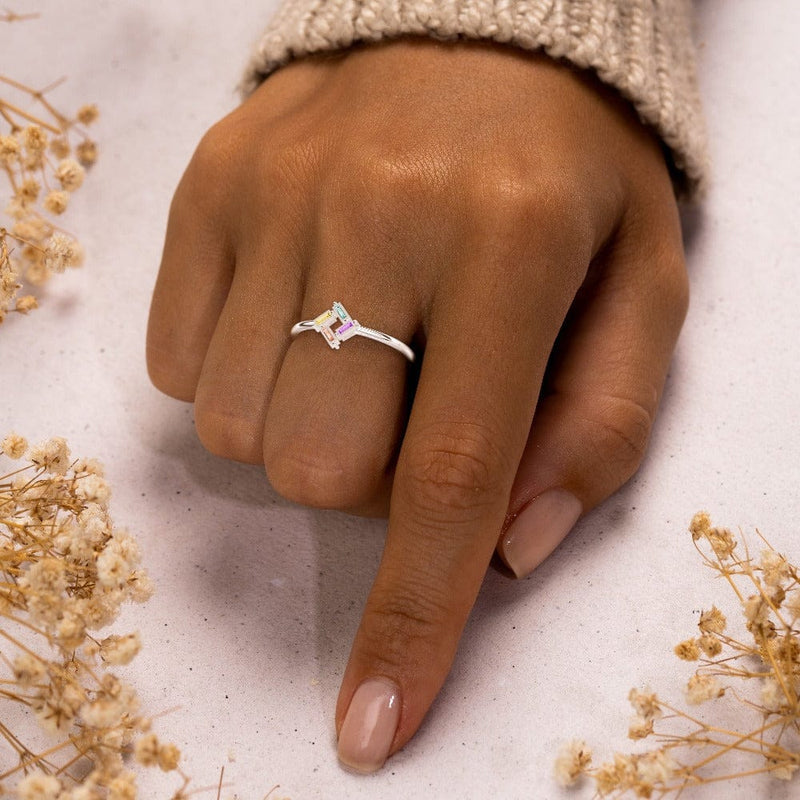 Customizable | S925 | 3-6 Baguette Birthstones Ring